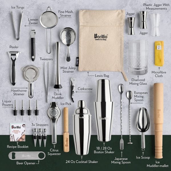 32-Piece Complete Bartender Kit - Pro Bar Tool Set | Barillio®