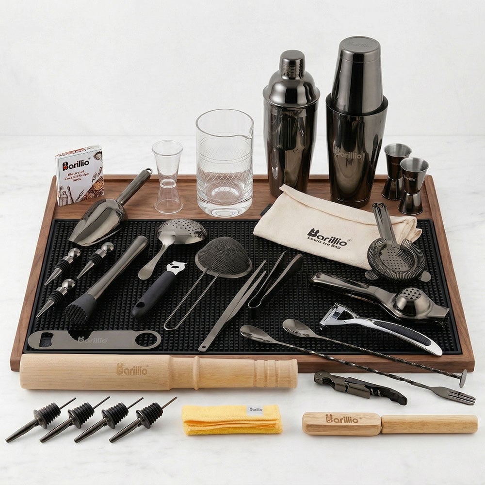 32-Piece Black Bartender Kit - Pro Bar Tool Set | Barillio®