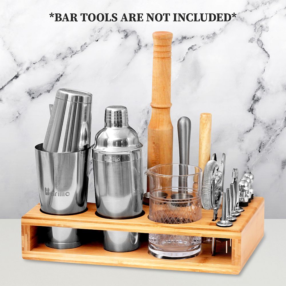 Barillio® Cocktail Shaker Set With Elegant Bamboo Stand (Gold) - Barillio