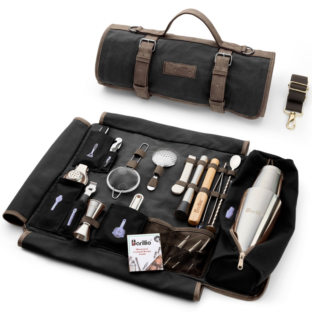 Barillio® Travel Black Bartender Kit With Black Canvas Bag - Barillio